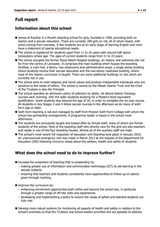 Jamea al kauthar - School and boarding report | PDF