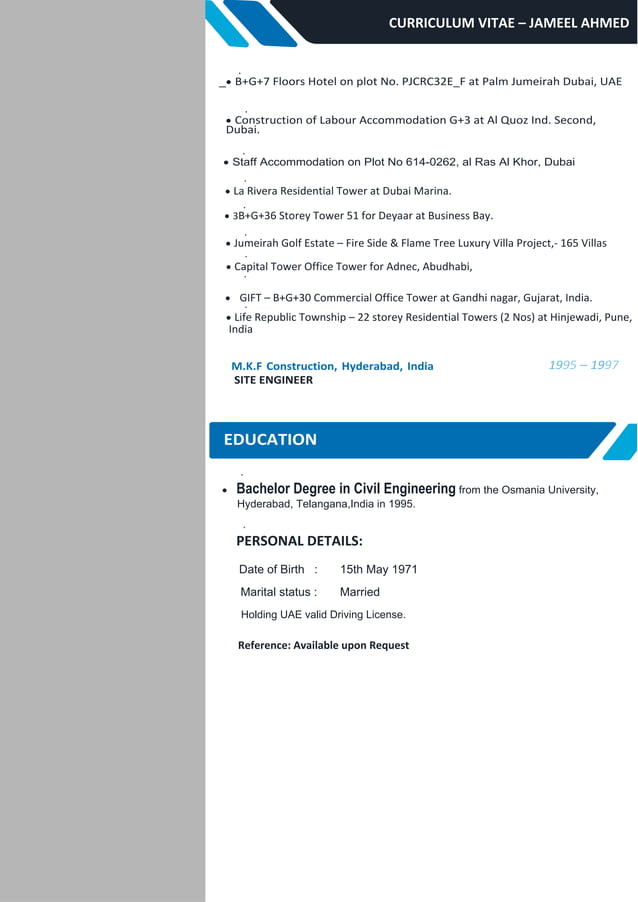 Jameel ahmed cv - Cost Control Manger | PDF