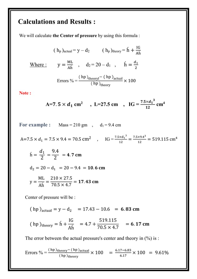 Center of Pressure on Vertical Partially Submerged Plate | Jameel ...