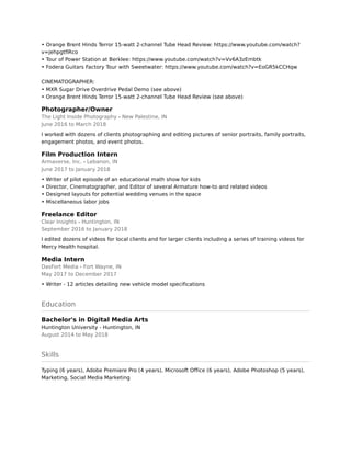 James Ehle Digital Media Arts, Writing, Broadcasting, Journalism Resume ...