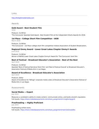 James Ehle Digital Media Arts, Writing, Broadcasting, Journalism Resume ...