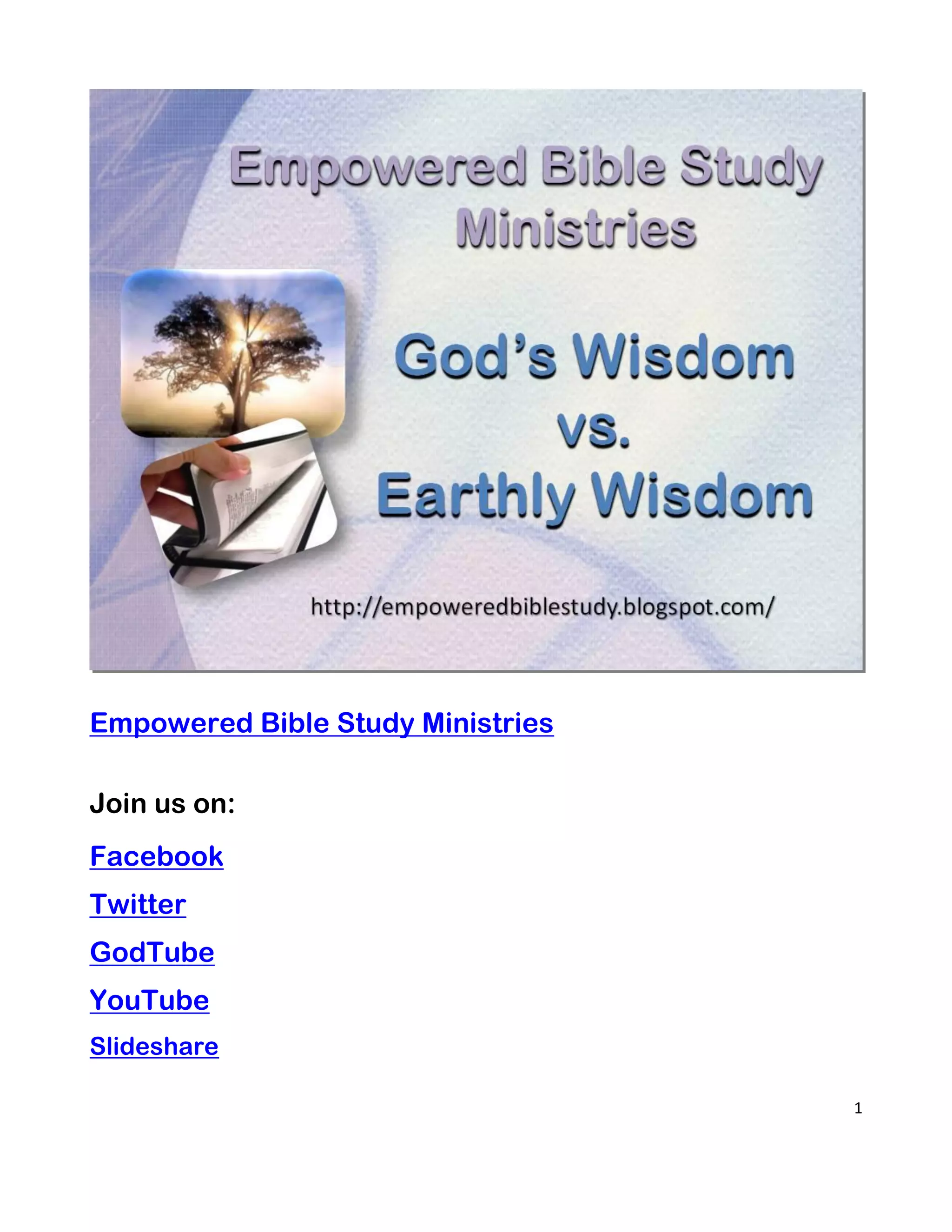 God's Wisdom vs Earthly Wisdom | PDF