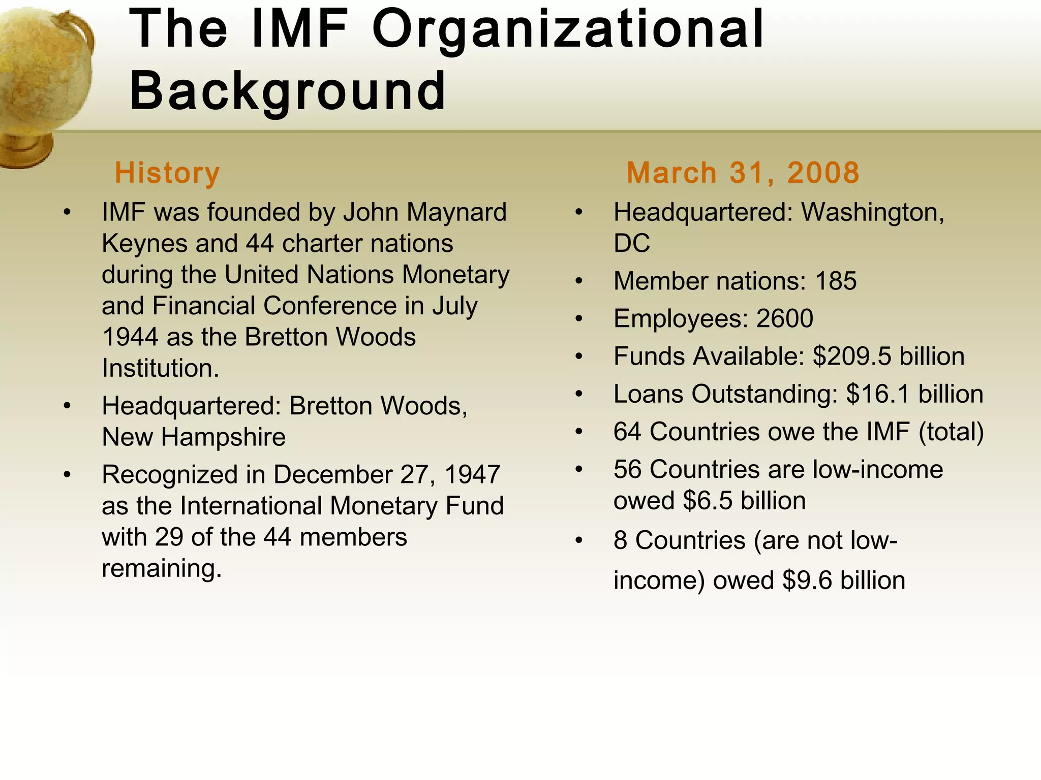 The IMF Structure | PPT