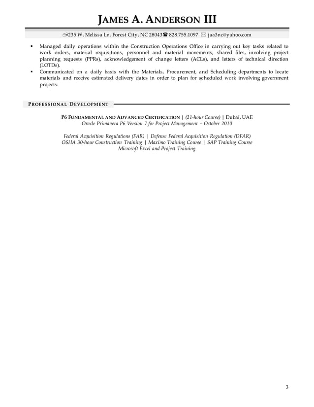 James Anderson Resume | DOCX | Construction Industry | Industries