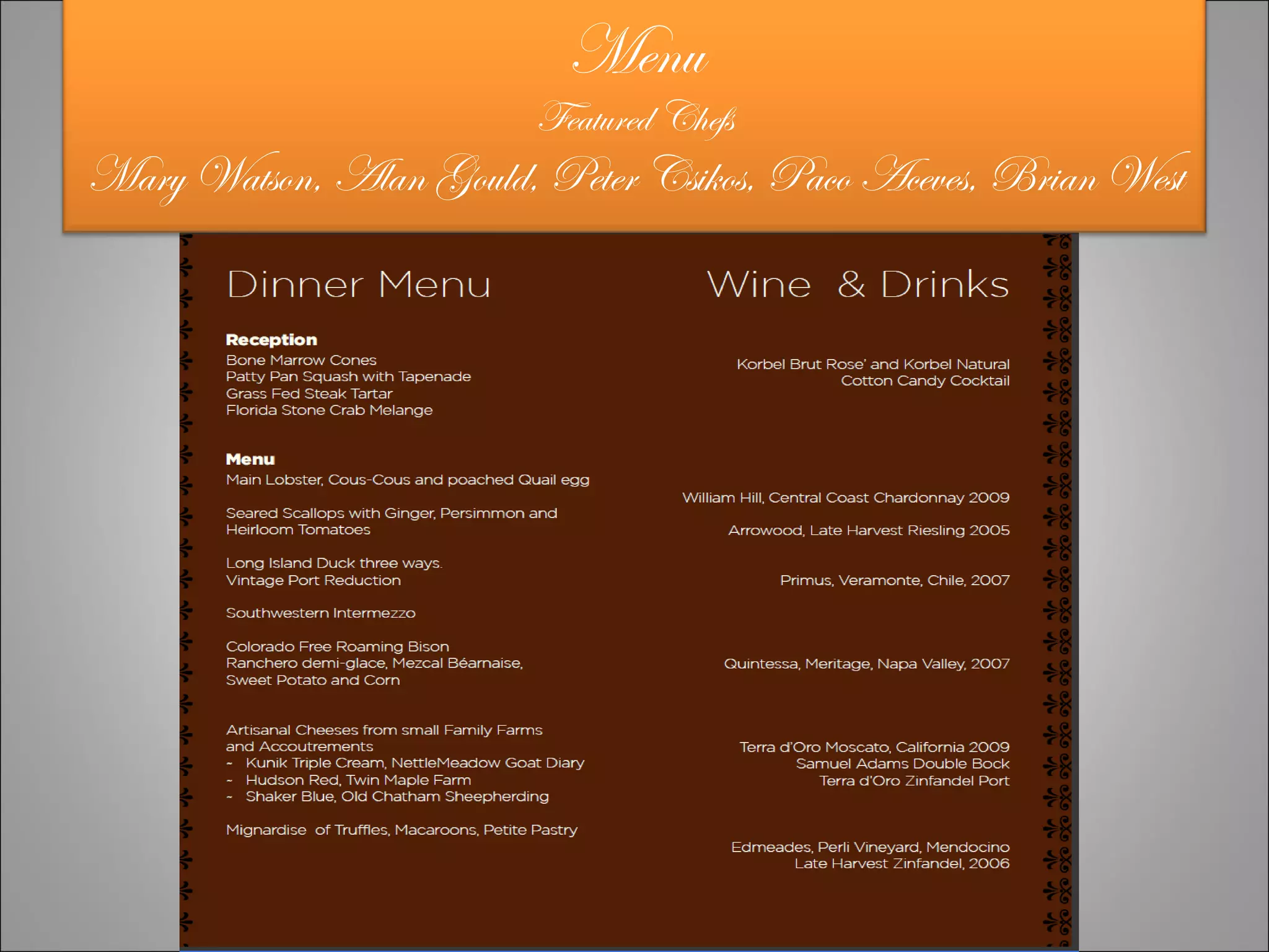 James Beard Dinner | PPT | Bars & Restaurants | Attractions