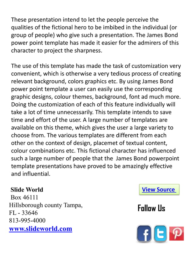 James Bond Powerpoint Template Presentations and Background | PDF