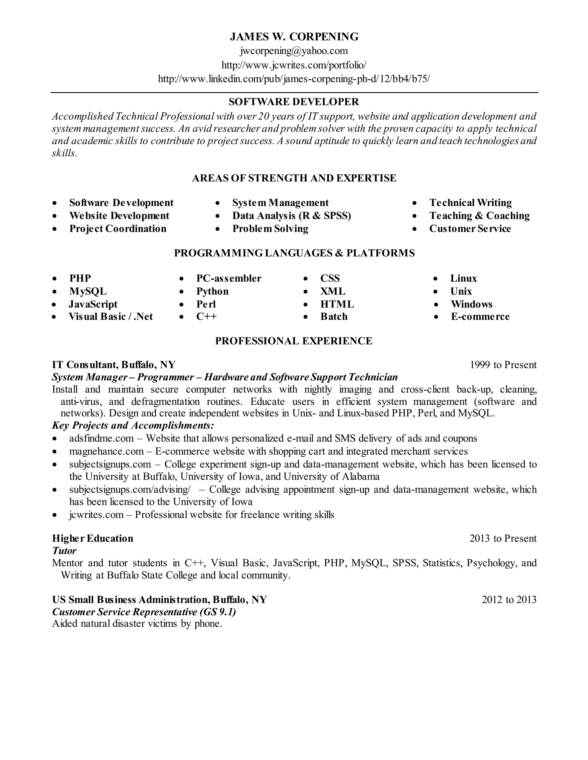 James corpening resume | DOCX