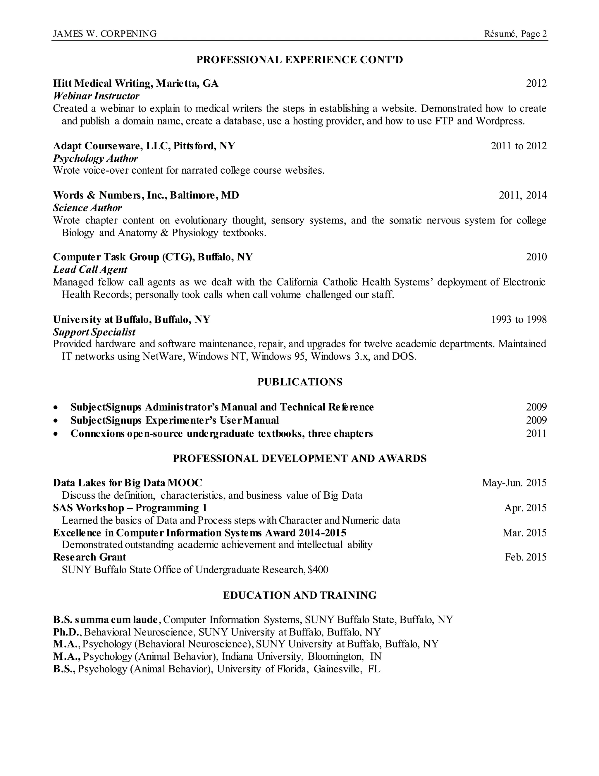 James corpening resume | DOCX