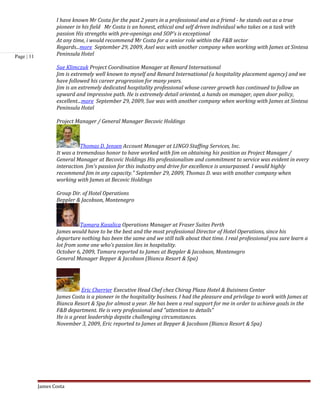 James costa (updated feb 2018) | DOC | Hotels and Motels | Travel Type