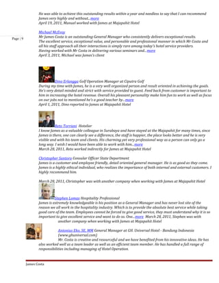 James costa (updated feb 2018) | DOC | Hotels and Motels | Travel Type