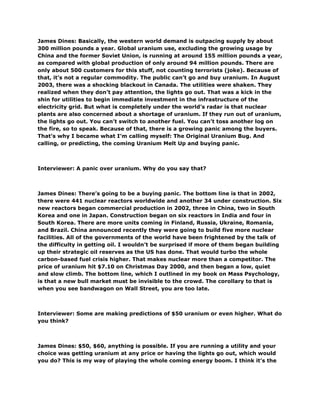 James dines predicts a buying panic in uranium | PDF