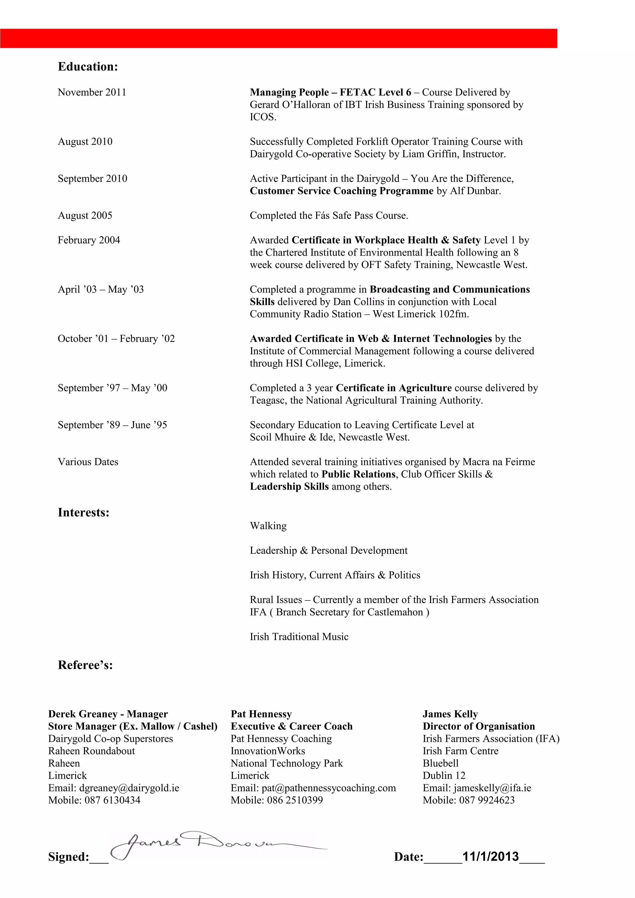 James Donovan CV | DOC