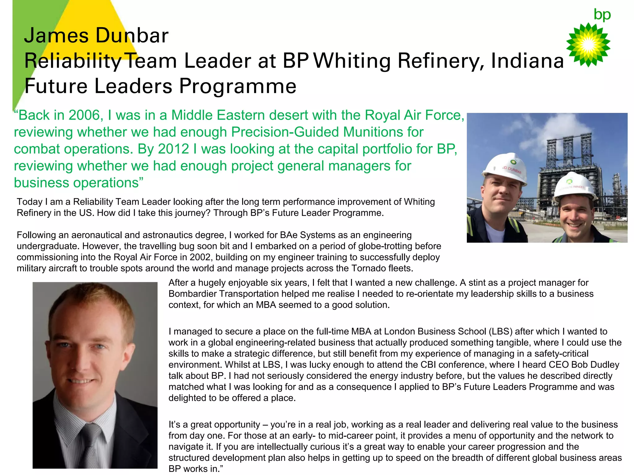 James, Reliability Team Leader – Future Leaders Programme | PPT