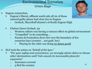 James Feldkamp on environmental terrorism | PPTX