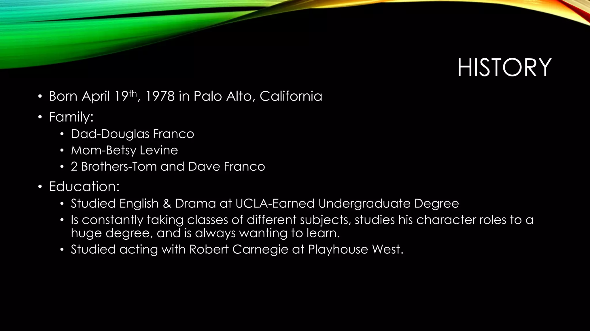 James franco presentation final project | PPTX