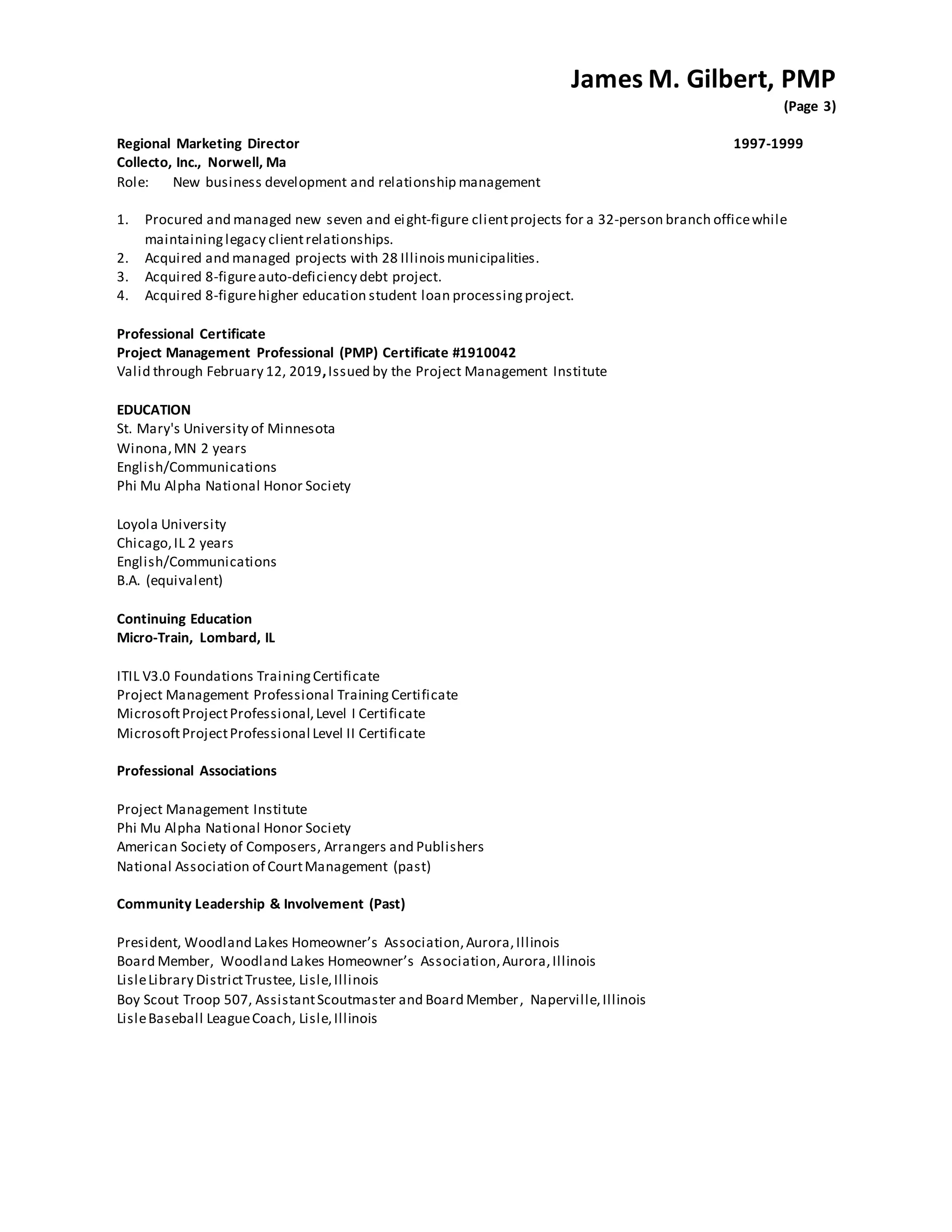 James Gilbert Oct 2016 project manager resume | PDF