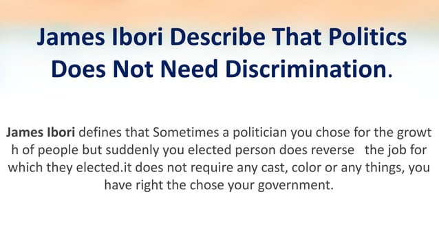 James Ibori Highlights The Point Regarding Politics. | PDF | Politics