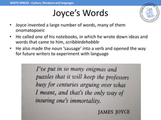 James Joyce, Dubliners and Ulysses.ppt ! | PPTX