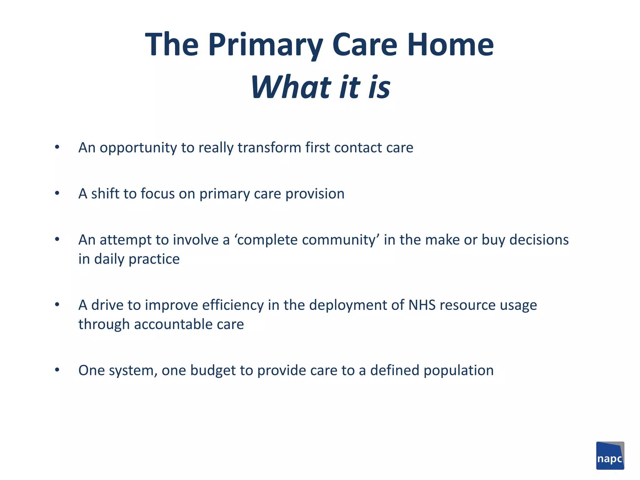 The Primary Care Home: A solutions focused new care model provider | PDF