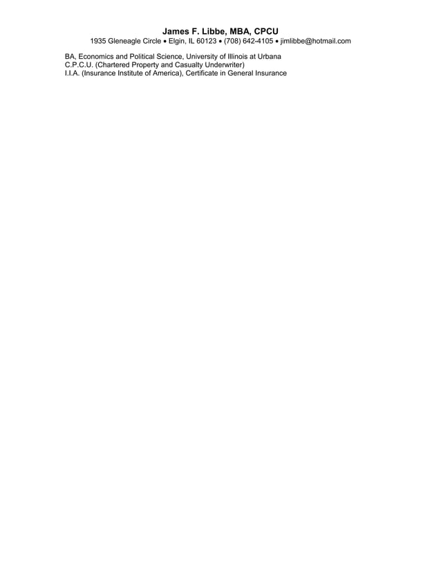 James libbe insurance operations resume | PDF