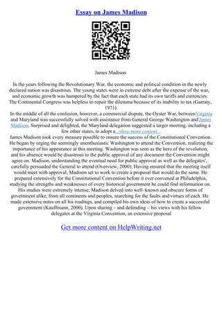 James Madison Essay | PDF