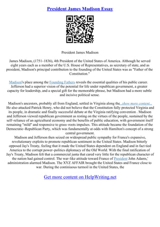 James Madison Essay | PDF