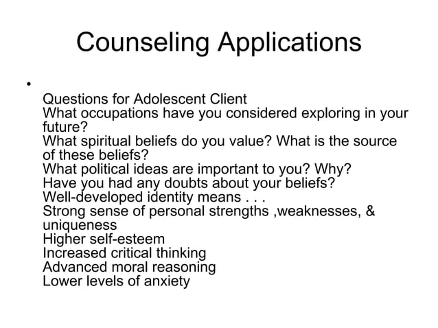 James marcia adolescent development pp | PPT
