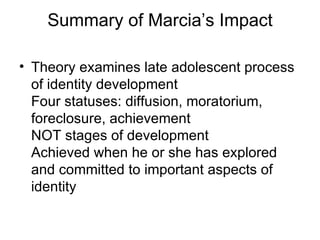 James marcia adolescent development pp | PPT