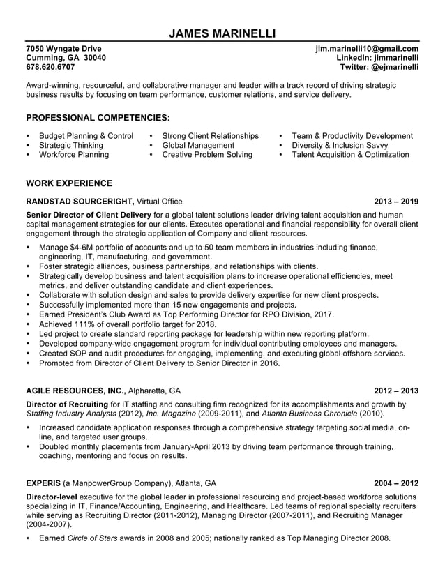 Jim Marinelli Resume 2019 | PDF