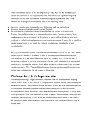James Okarimia - Fundamental Review Of The Trading Book (FRTB) | PDF