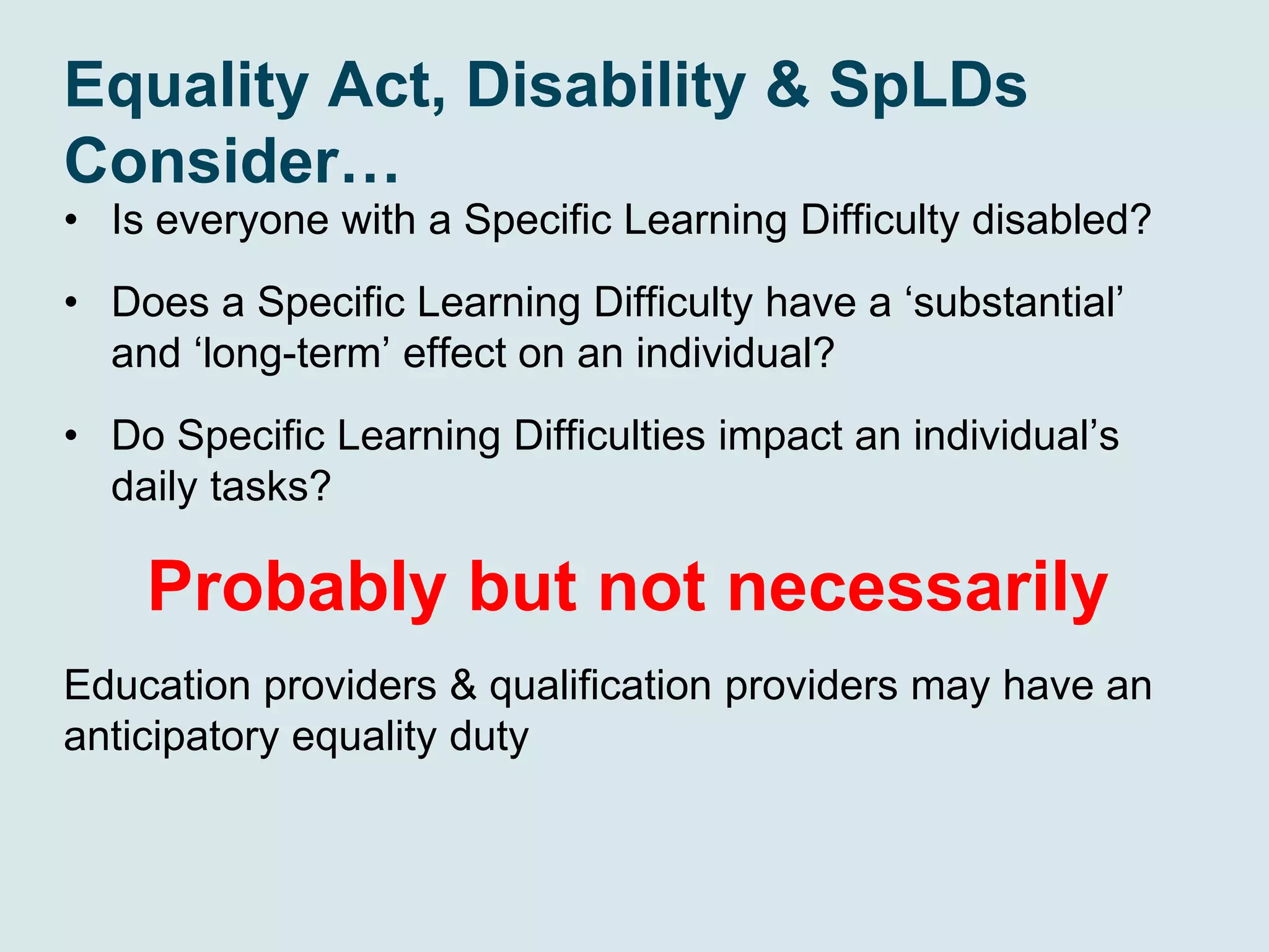 Reasonable adjustment in assessments for learners with SpLD | PPTX