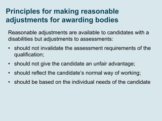 Reasonable adjustment in assessments for learners with SpLD | PPTX