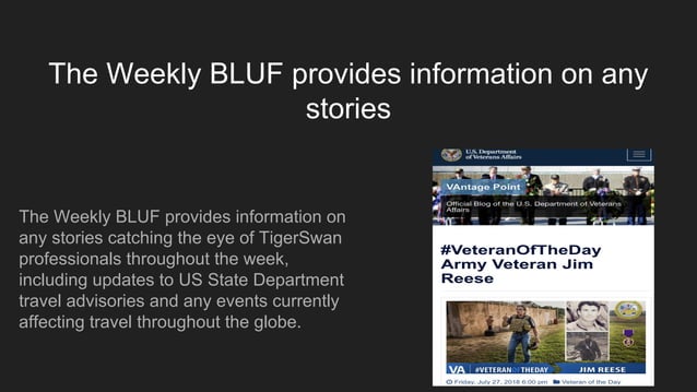 James Reese, ceo of Tigerswan the weekly bluf | PPT
