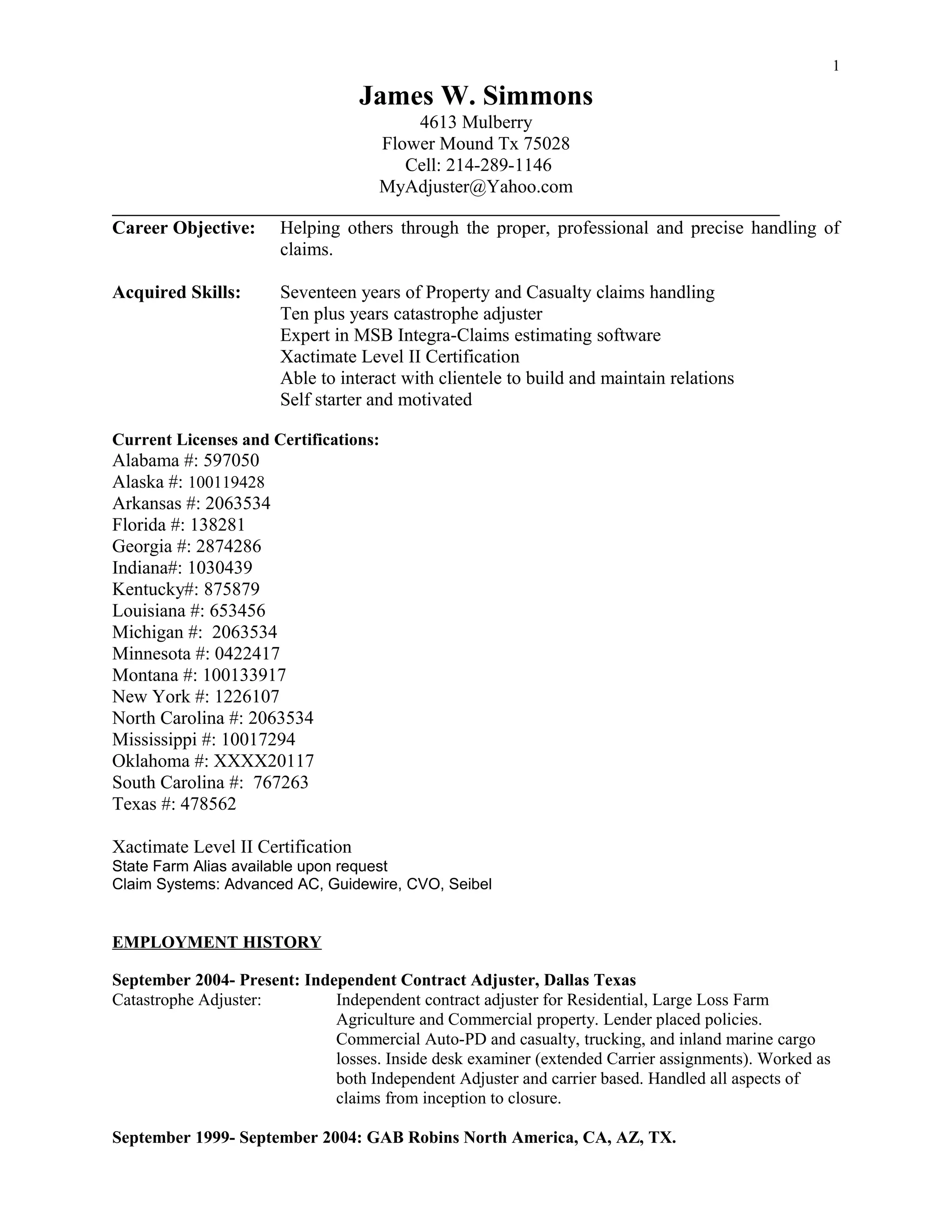 James simmons resume 2015 | DOC