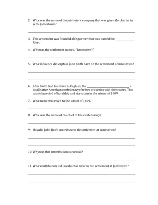 Jamestown Guided Notes | PDF