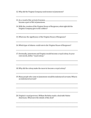 Jamestown Guided Notes | PDF