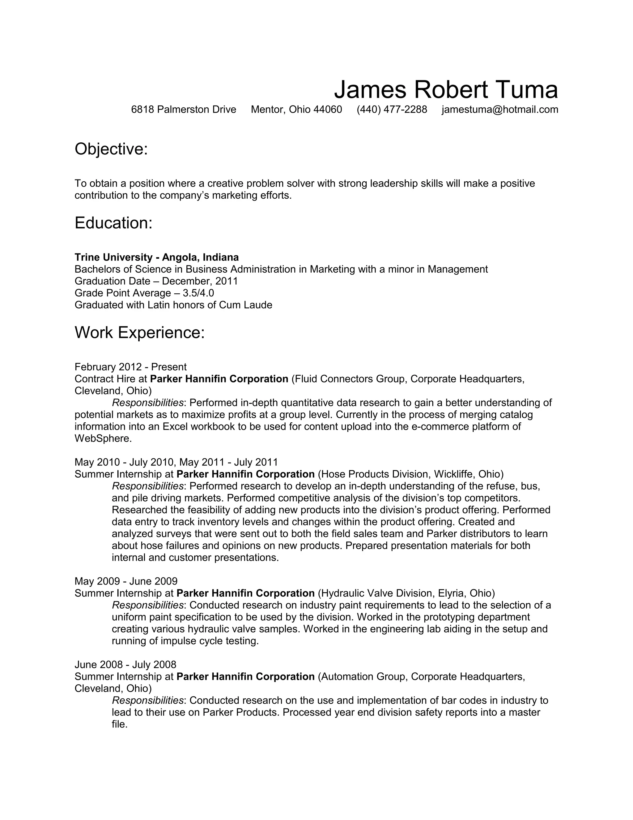 James Tuma Resume | DOC