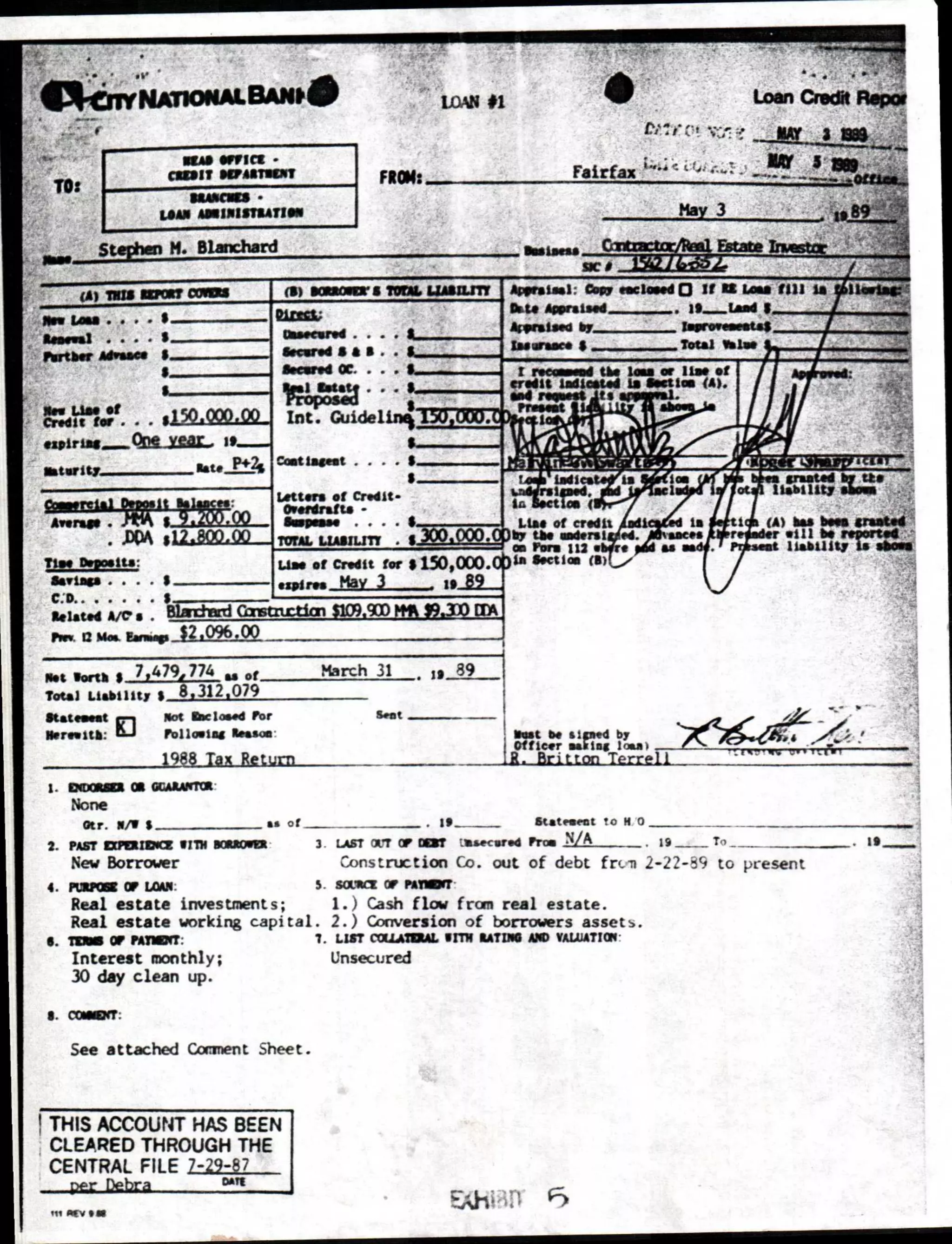 James Walters Kellogg & Andelson - declaration 8.4.93