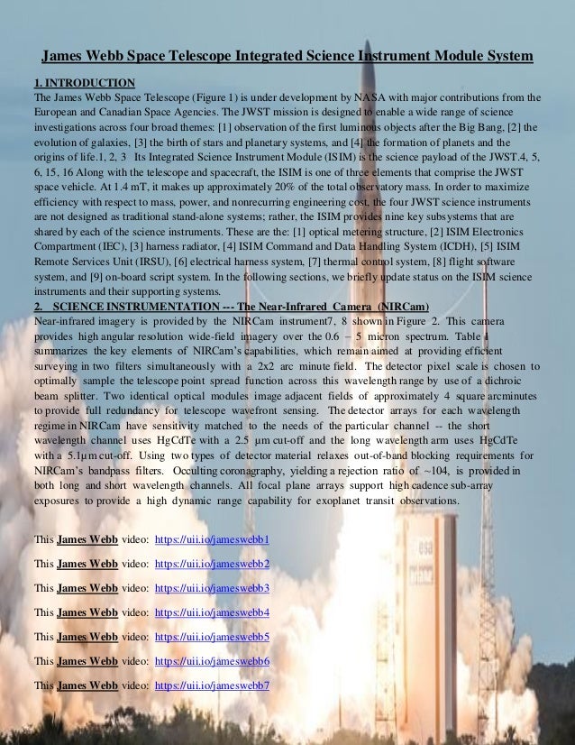 James webb space telescope integrated science instrument module system ...