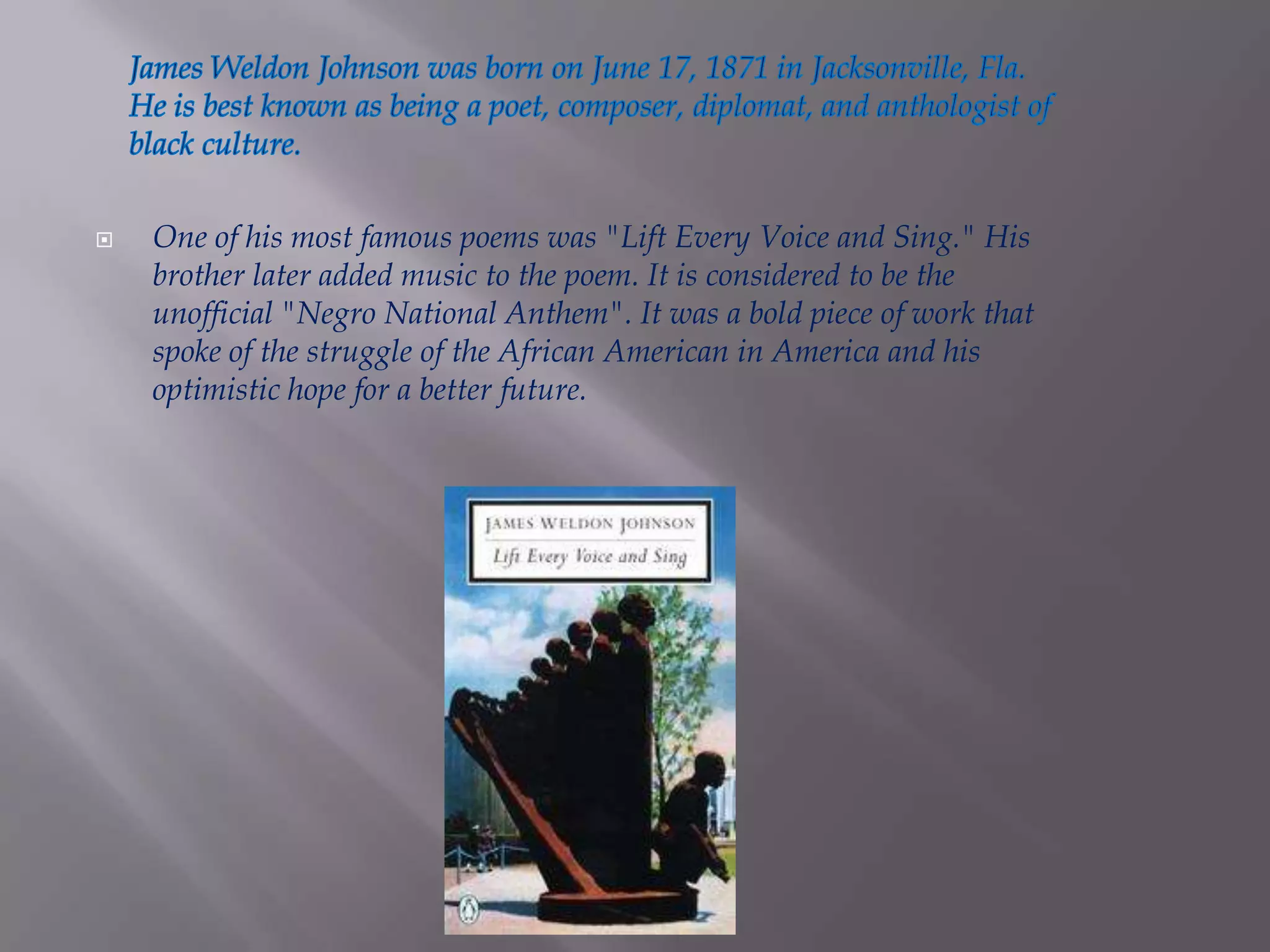 James weldon Johnson English1102 | PPTX | Poetry | Books and Literature