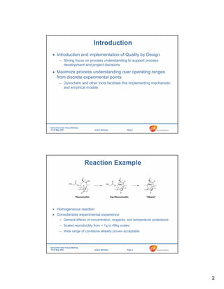GSK approach to enhancing process understanding using DynoChem ...