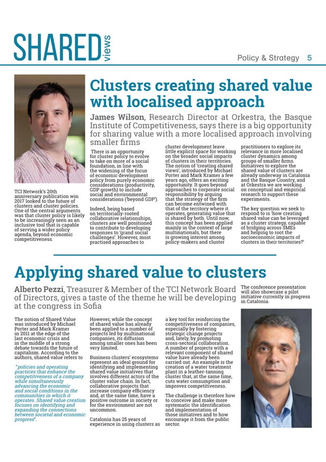 Clusters creating shared value with localised approach - James Wilson | PDF