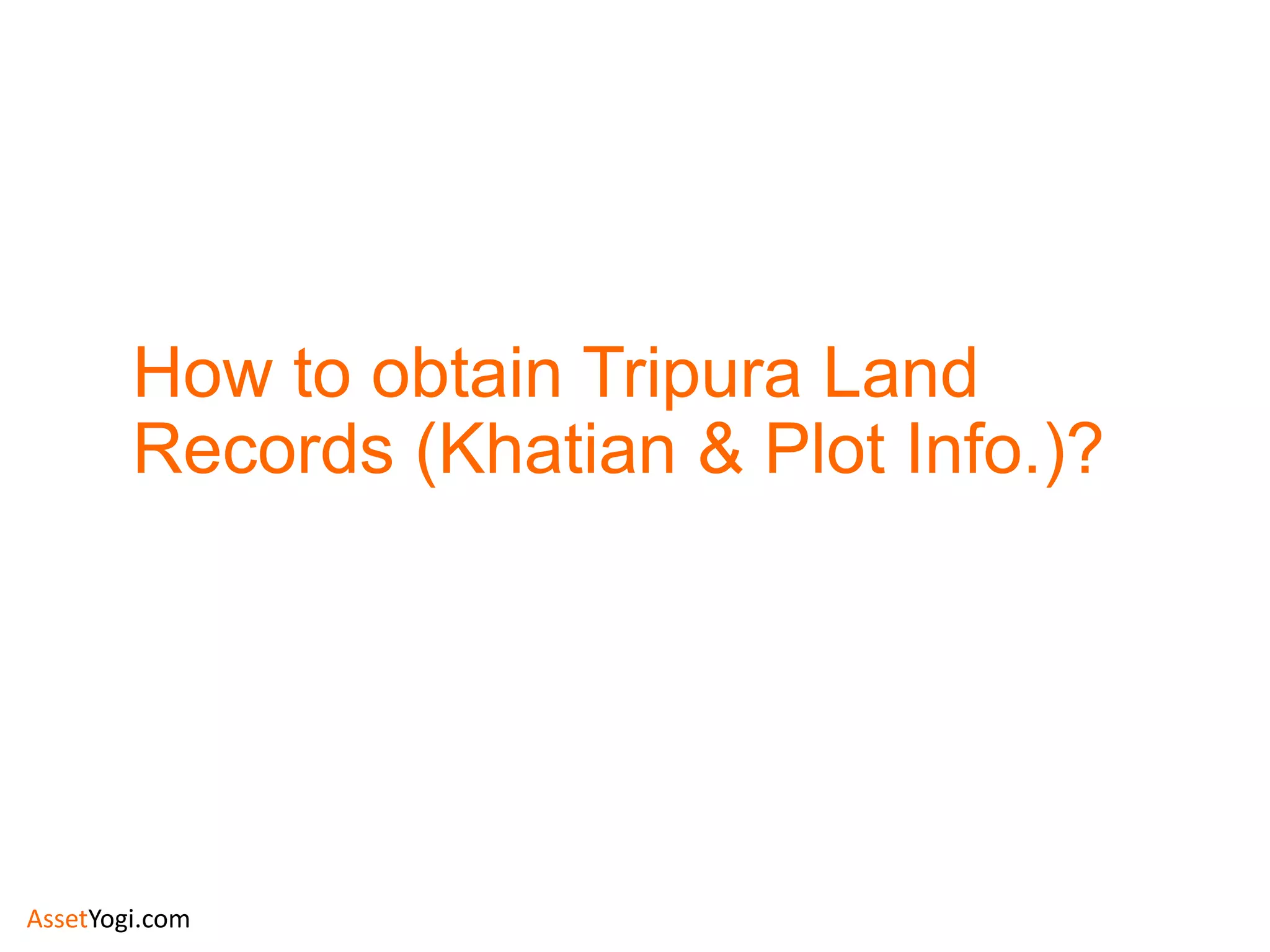Jami Tripura - Plot & Khatian Information | PDF