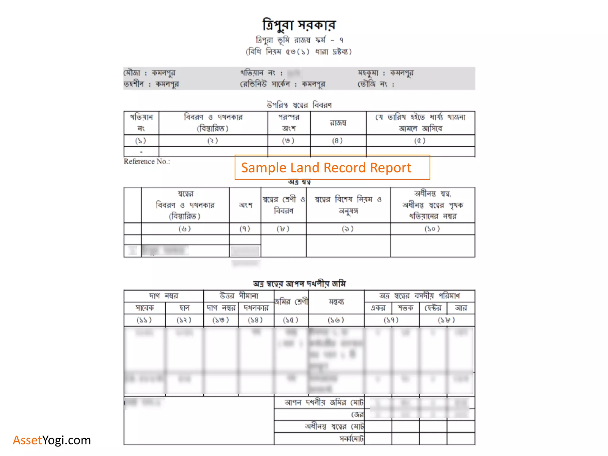 Jami Tripura - Plot & Khatian Information | PDF