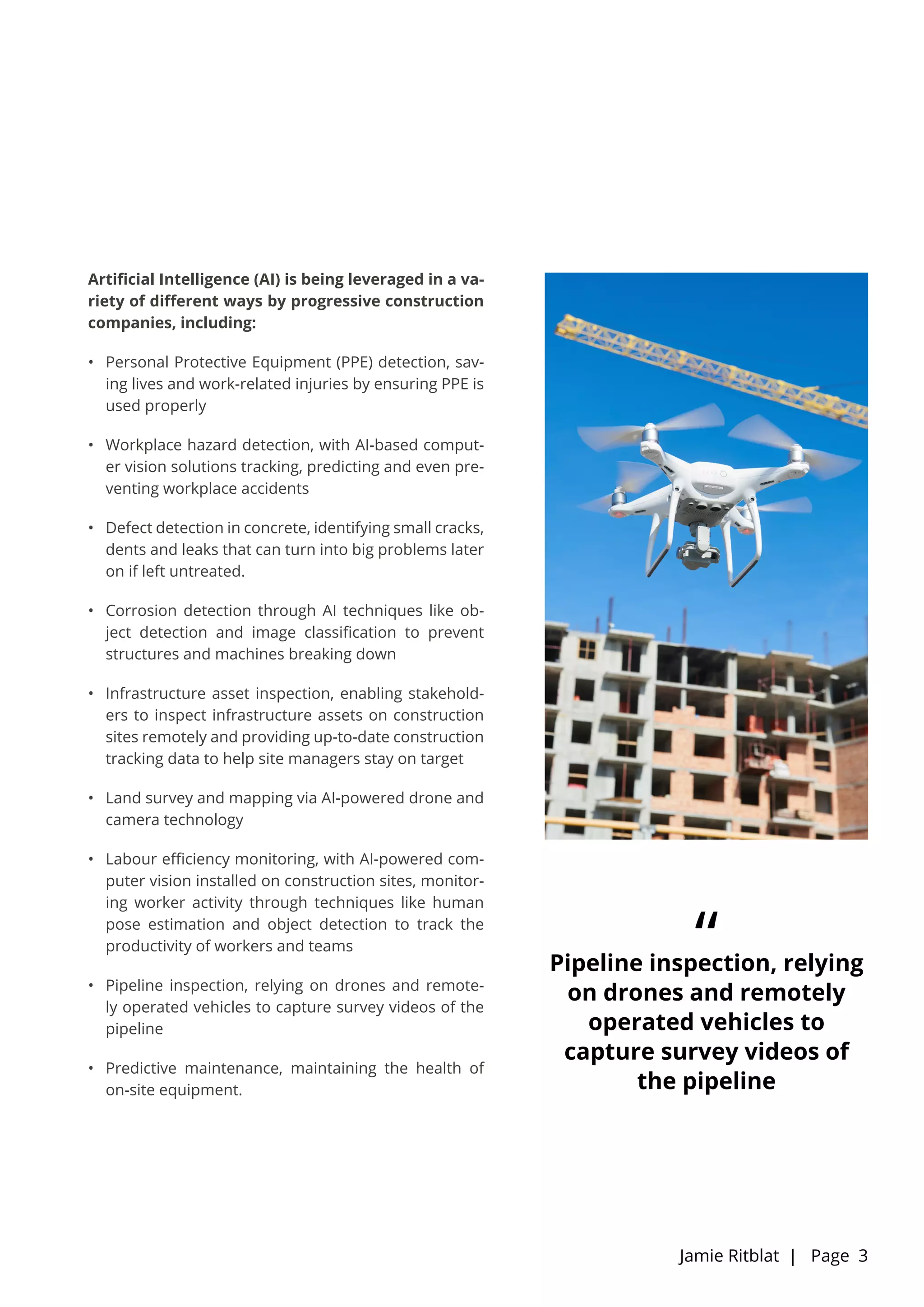 The Applications of AI in Construction | PDF