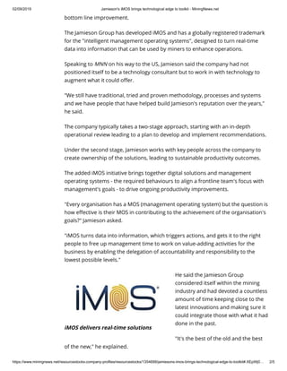 Jamieson Group's iMOS brings technological edge to toolkit | PDF