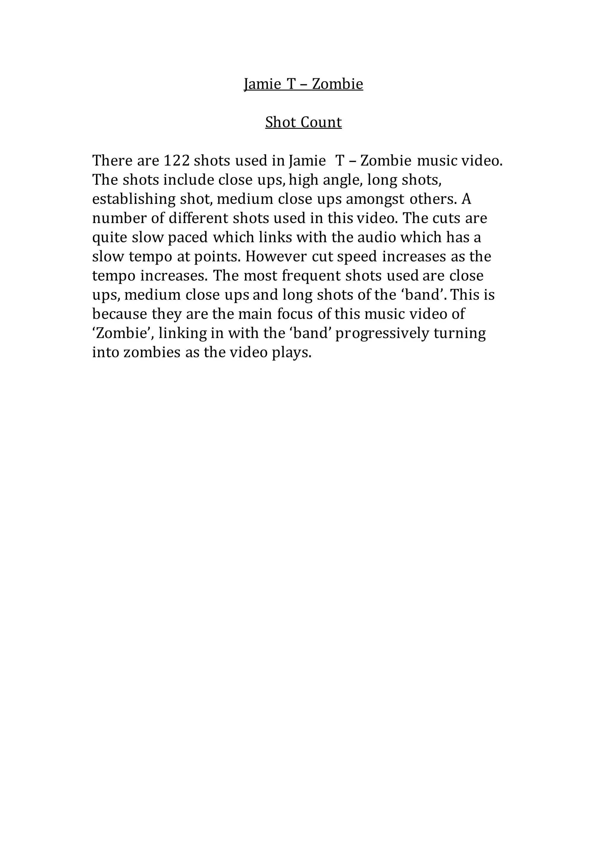 Jamie T - Zombie Shot Count | DOCX