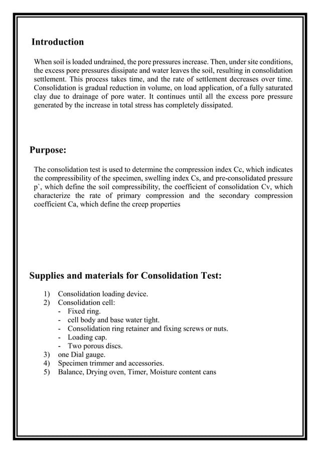 Consolidation of Soil Test | Jameel Academy
