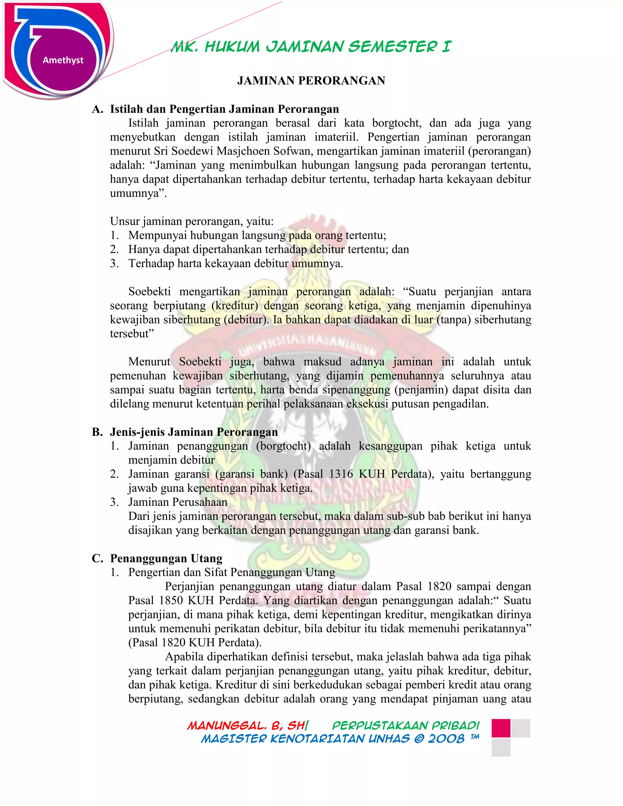 Jaminan perorangan | DOCX