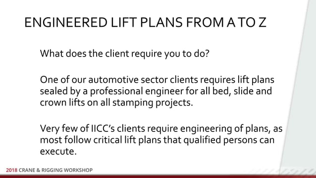 2018 CRW: Engineered Lift Plans From A to Z | PPTX